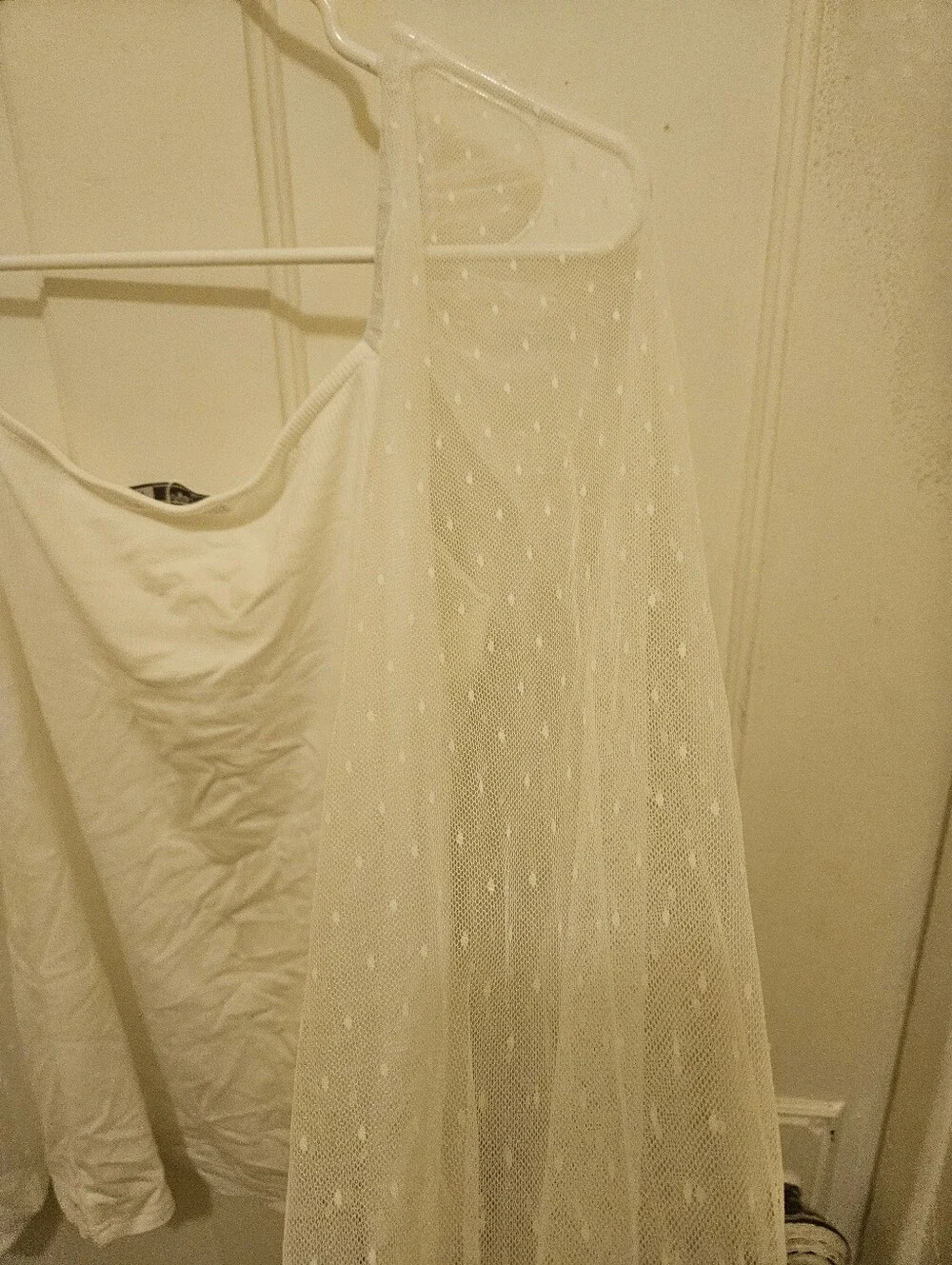 Dorose | Tops | Dorose White Sheer Sleeve Ribbed Tank | Poshmark
